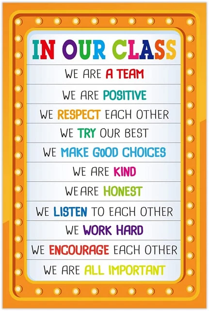 CLASSROOM RULES POSTER,12& X 18" Motivational Poster Classroom ...