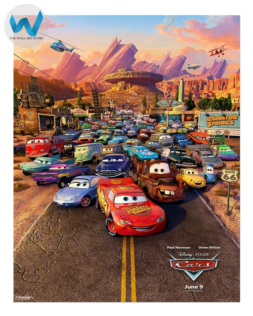 CARS 2006 MOVIE Poster - Disney Pixar McQueen WallArt - 12X16/16X20 ...