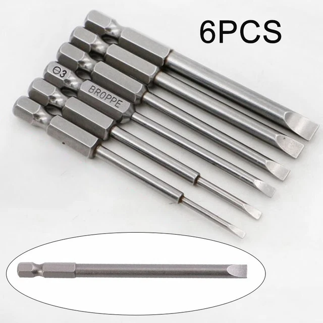 HEAVY DUTY MAGNETIC Steel Flat Head Impact Hex Screwdriver Bar Bits 6 ...