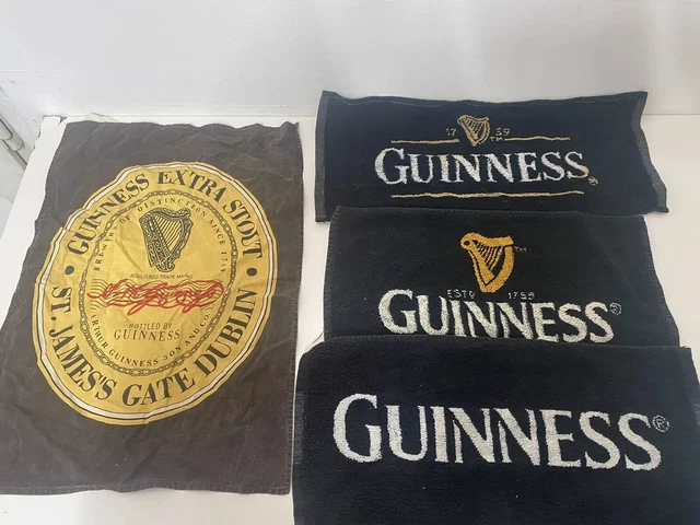 4 GUINNESS TOWELS 3 Bar Towels 1 Cloth Towel Vintage Collectible Man ...
