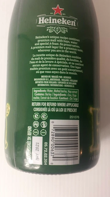 HEINEKEN LARGE EMPTY Glass Bottle 1.5 L Champagne Magnum With Cork $22. ...