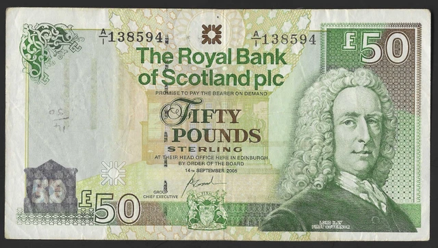 2005 ROYAL BANK of Scotland Goodwin £50 Pound Banknote - A/1 138594 ...