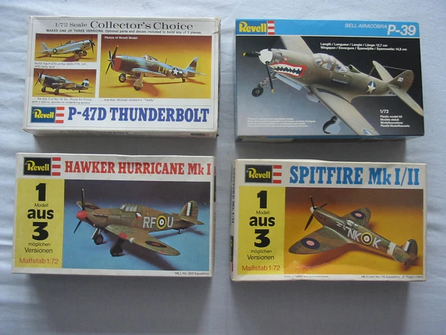 REVELL P-39 AIRACOBRA P-47 D THUNDERBOLT HURRICANE MK I SPITFIRE MK II ...