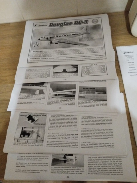 TOP FLITE DOUGLAS DC-3 Scale Model Instructions . Reprint Plus Review ...