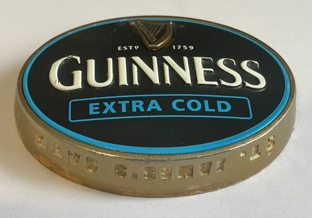 GUINNESS EXTRA COLD Metal Oval Pump Badge - T Bar Pub Home Bar Beer ...
