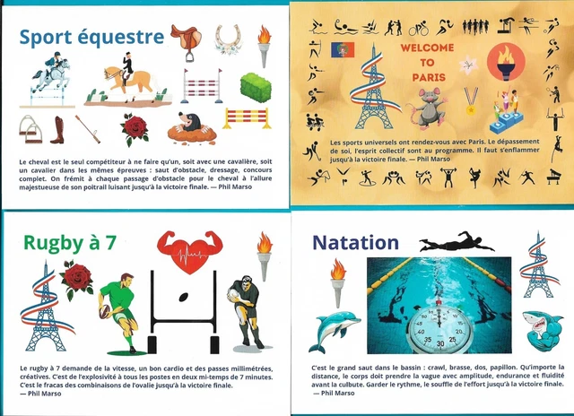 CARTES POSTALES Jeux Olympiques Paris 2024 - lot de 12 cartes EUR 18,00 ...