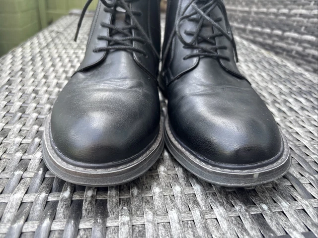 MENS PAVERS BLACK Patched Lace & Zip Up Boots Wide Fit Size UK 8 £19.50 ...