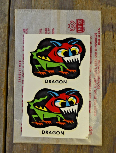 ORIGINAL VINTAGE 1960'S IMPKO water DECAl the DRAGON auto bike Hot Rod ...