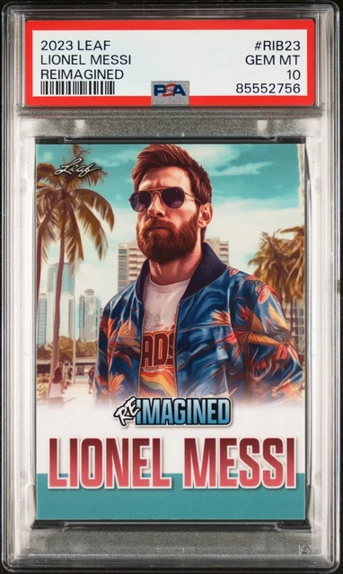 2023 LEAF REIMAGINED Lionel Messi Rib23 Psa 10 Gem Mint Miami Vice City ...