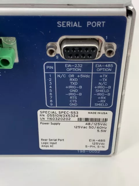 SCHWEITZER ENGINEERING LABS SEL-551 Overcurrent & Reclosing Relay ...