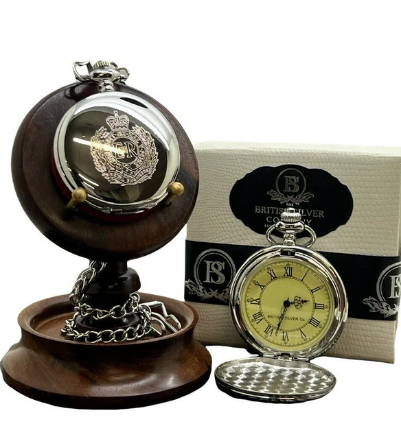 ROYAL ENGINEERS ENGRAVED Personalised Pocket Watch and Wooden Display ...