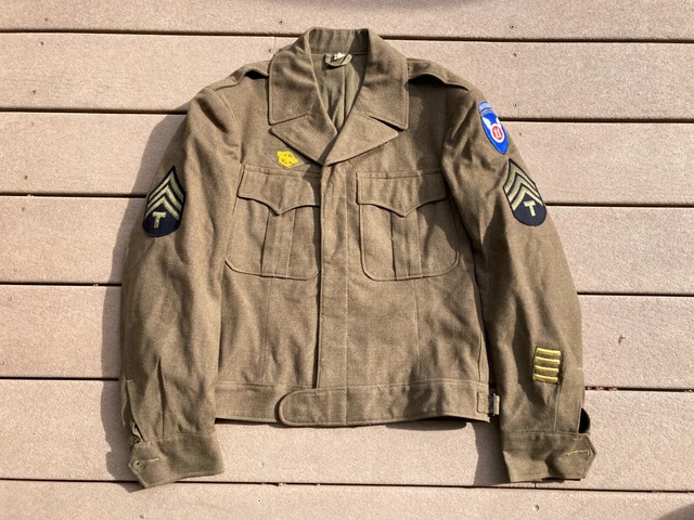 WW2 US ARMY Military OD Wool Dress Uniform IKE Eisenhower Jacket 11th ...