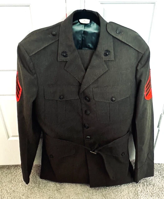 US MARINE CORPS USMC Vintage Green Uniform Dress Jacket Men’s Size 44L ...