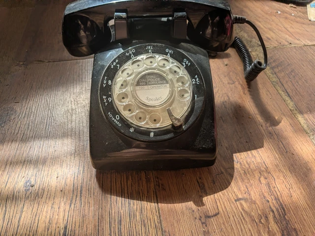 STEEPLETONE STP1960 TELEPHONE, black, Vintage Corded Rotary Dial ...