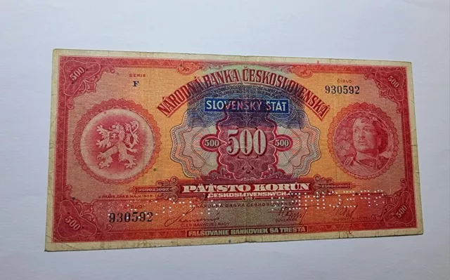 500 KRONEN KORUN Banknote Tschechoslowakei 1929 SPECIMEN Pick 24 EUR 31 ... 500 KRONEN KORUN Banknote Tschechoslowakei 1929 SPECIMEN Pick 24 EUR 31 ...