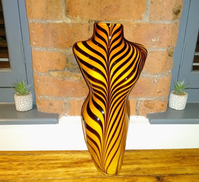 VINTAGE MURANO HAND Blown Tiger Stripe Female Torso Bust Italian Art ...