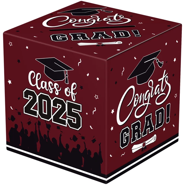 GRADUATION CARD BOX 2025 - Congrats Grad Card Boxes Holder Maroon and ...