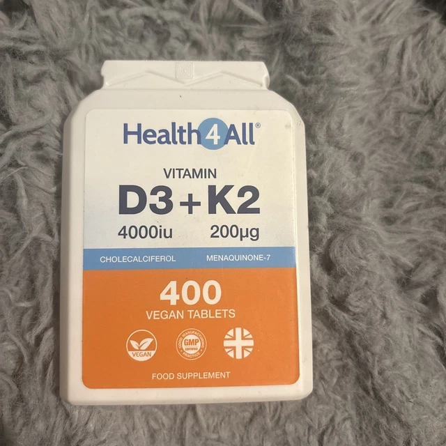 HEALTH4ALL VITAMIN D3 4000iu & K2 MK7 200mcg 400 Tablets 1+ Year Supply ...