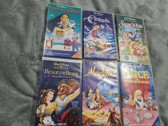 6X WALT DISNEY VHS Tapes, Disney Princess Films, Cinderella,aladdin ...
