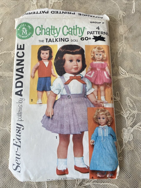 VTG SEW EASY ADVANCE Chatty Cathy the Talking Doll Patterns CUT Mattel ...