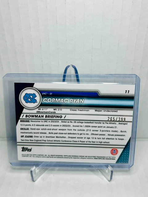 2024 TOPPS 1ST Bowman Cromato U CORMAC RYAN Viola Mini-Diamante/399 #11 ...