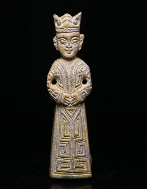 8CM HONGSHAN CULTURE Old Jade Carved People Person Face Pendant Le ...