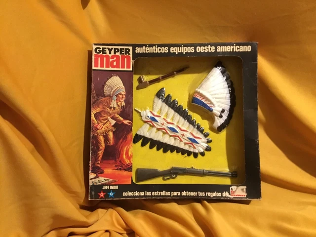 VINTAGE ACTION MAN Geyper Man Indian Headdress +Gun & Pipe Scale 1/6 ...