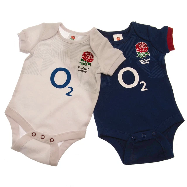ENGLAND RUGBY BABY Grows-2 Pack-England Rugby Bodysuit-Official England ...