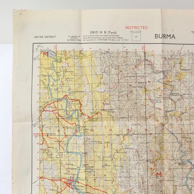 WW2 1944 BURMA Jungle Map British 14 Army Battle Of Admin Box Japanese ...