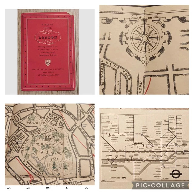 VINTAGE OLD 1920 Fold Out MAP OF LONDON England Roads Parks Railways ...