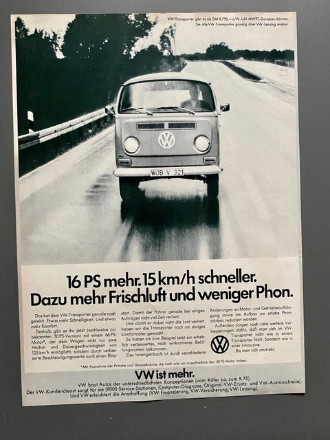VW T2 TRANSPORTER Bulli Bus Van Original 1971 Vintage Advert Werbung ...