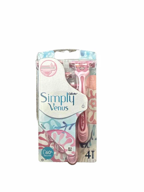 GILLETTE SIMPLY VENUS Pink 4 x Disposable Razors Triple Blade Ladies ...