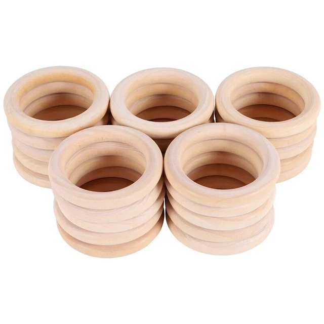 Wooden Wreath Hoop 120Pcs Natural Wood Rings Set, Unfinished Macrame ...