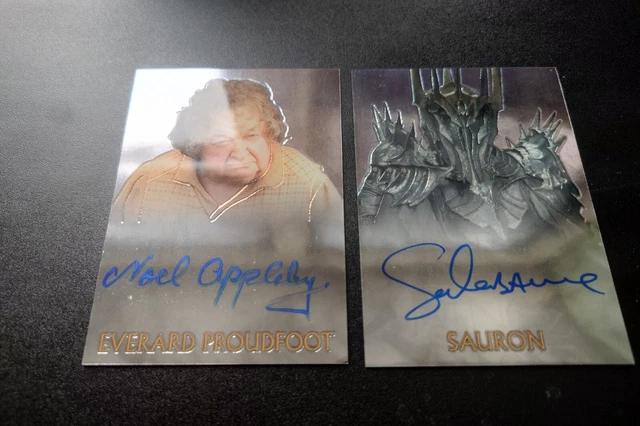TOPPS LORD OF the Rings Trilogy autograph cards x2 Sauron & Proudfoot ...
