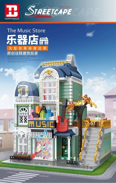BUILDING BLOCKS MOC City Street Experts Music Shop DIY Bricks Models ...
