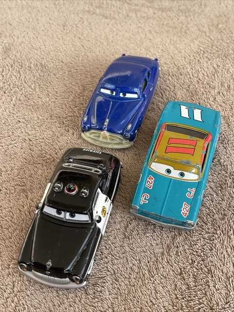 DISNEY PIXAR CARS Mario Andretti, Doc Hudson & Sheriff pressofuso 1:55 ...
