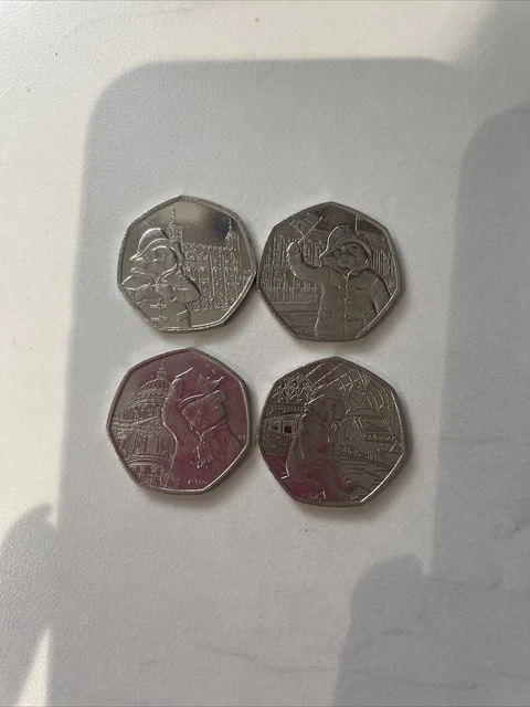 RARE FULL SET Of 4x Paddington Bear 50 Pence Pieces 50p Highly ...