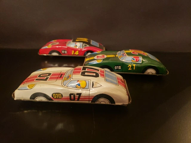 VINTAGE TIN FRICTION Japanese Racing Car Set Lithographed 1960'S ...