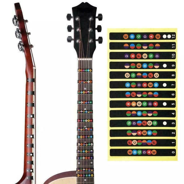 GUITAR FRETBOARD NOTES Map Labels Sticker Fingerboard String Decals ...