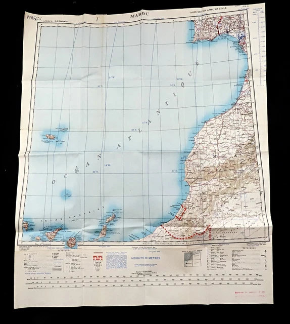 WW2 MAP MOROCCO Cadiz Casablanca Marrakesh British Military War Office ...