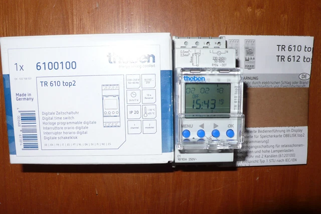 INTERRUPTEUR HORAIRE JOURNALIER HEBDOMADAIRE. THEBEN TR610 top2 TERMINA ...
