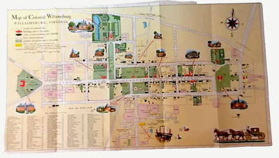 1955 MAP OF Colonial Williamsburg Virginia VA General Drafting Company ...