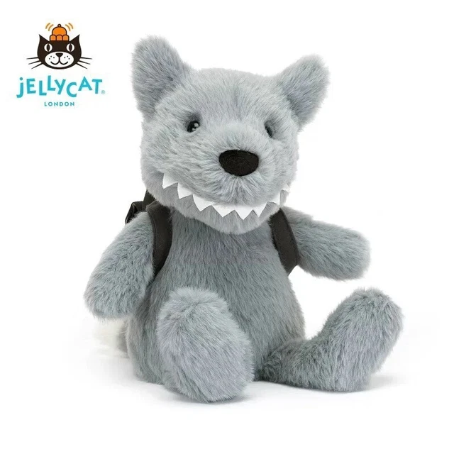 JELLYCAT CUTE BACKPACK Wolf Bluey-Grey,22cm Soft Toy Plush Doll Gifts ...
