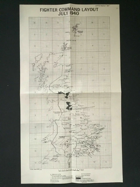 1940 FIGHTER COMMAND Layout Of Uk ,Map Show’s Fighter Command Groups ...