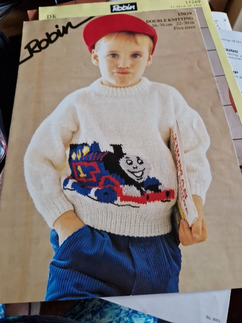 ROBIN KNITTING PATTERN 15029. Thomas The Tank Intarsia Sweater. DK. 22 ...