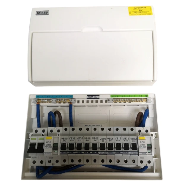 VOLEX DUAL RCD Consumer Unit Main Switch 2 X 30mA RCDs - With 10 MCBs £ ...