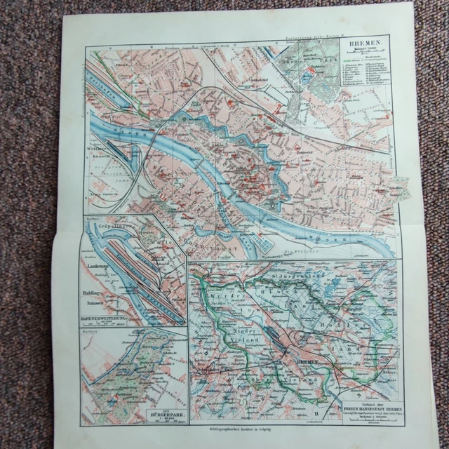 + BREMA + mappa e registro 1908 + Bremerhaven, Lankenau, Walle ...