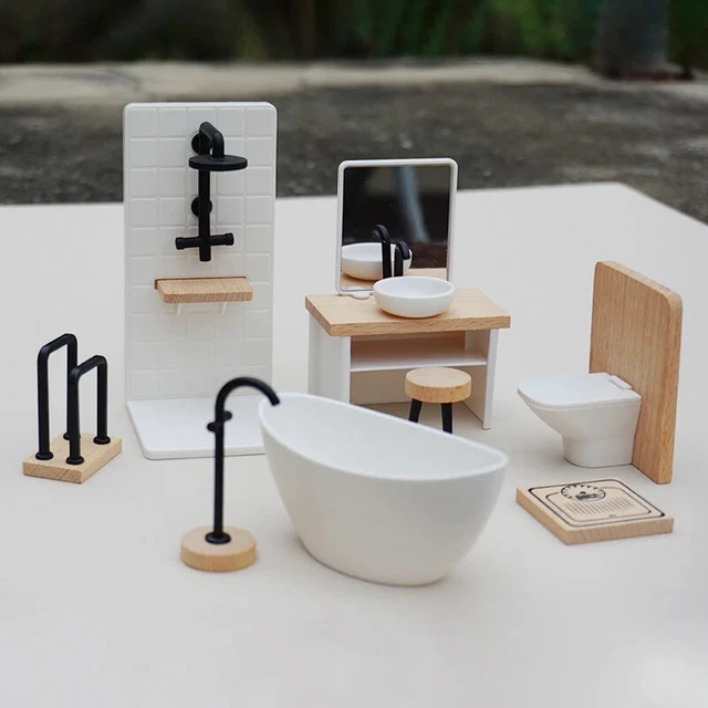 JAKESPECIAL – DOLLHOUSE Bathroom Set Washbasin Tub Toilet EUR 35,99 ...