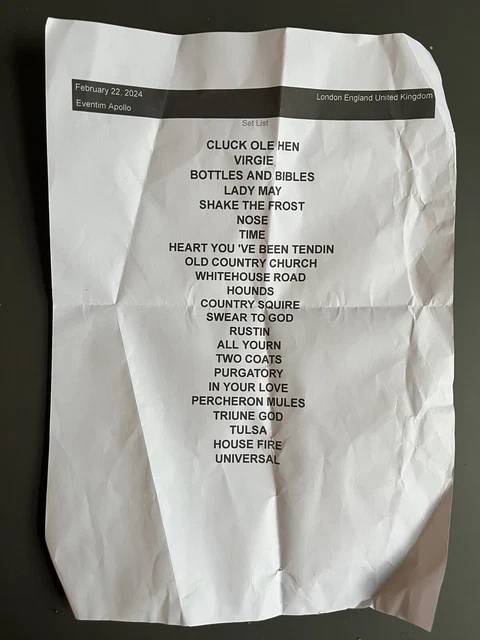 TYLER CHILDERS SETLIST Hammersmith Apollo 22/02/24 £15.00 - PicClick UK