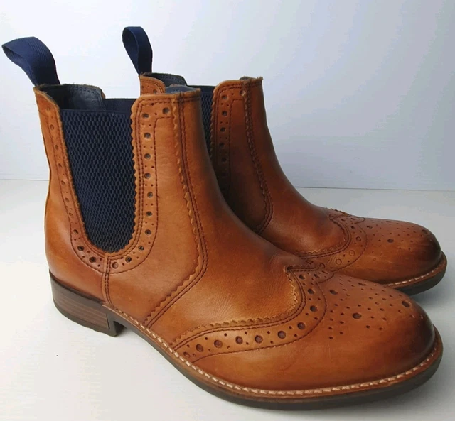 ROAMERS MENS BROGUE Ankle Boots UK 6 Tan Burnished Leather Vgc £15.00 ...